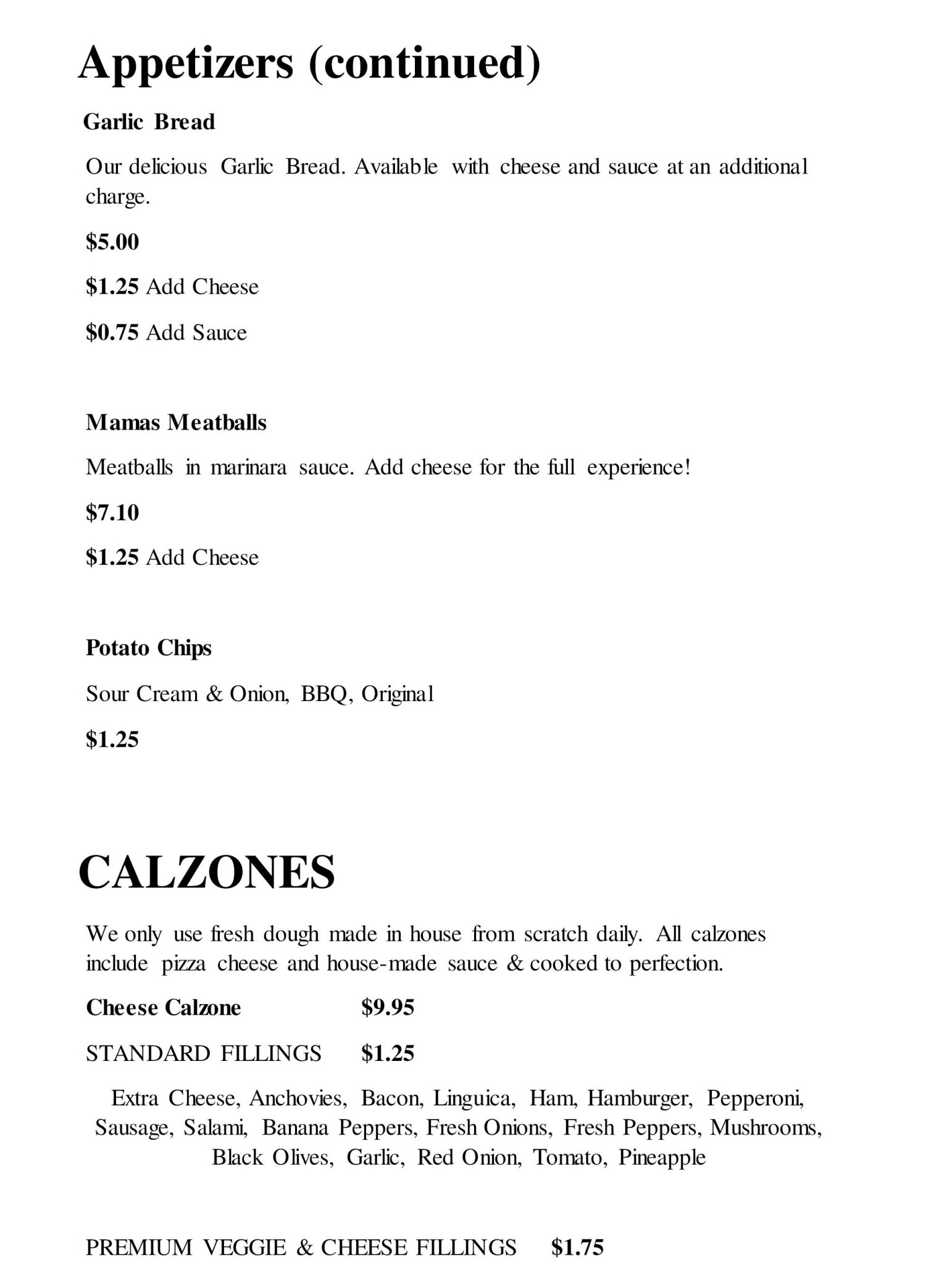 Our Menu - Minerva Pizza